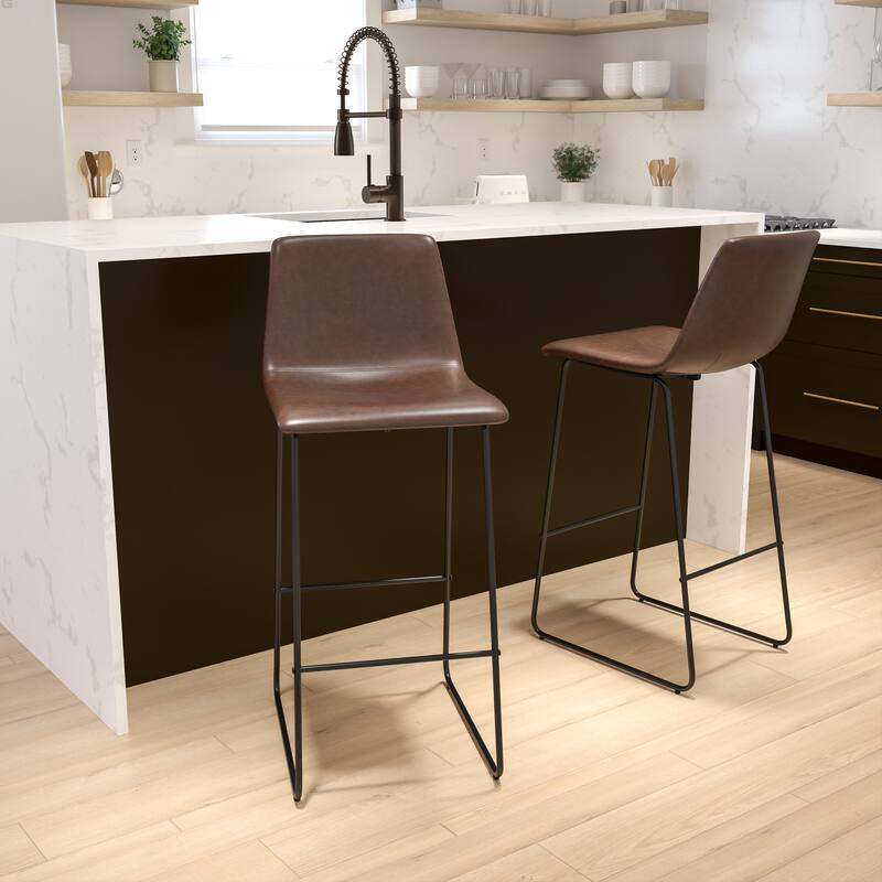 LeatherSoft Bucket Seat Bar Stool (Set of 2) - Overstock - 31320381
