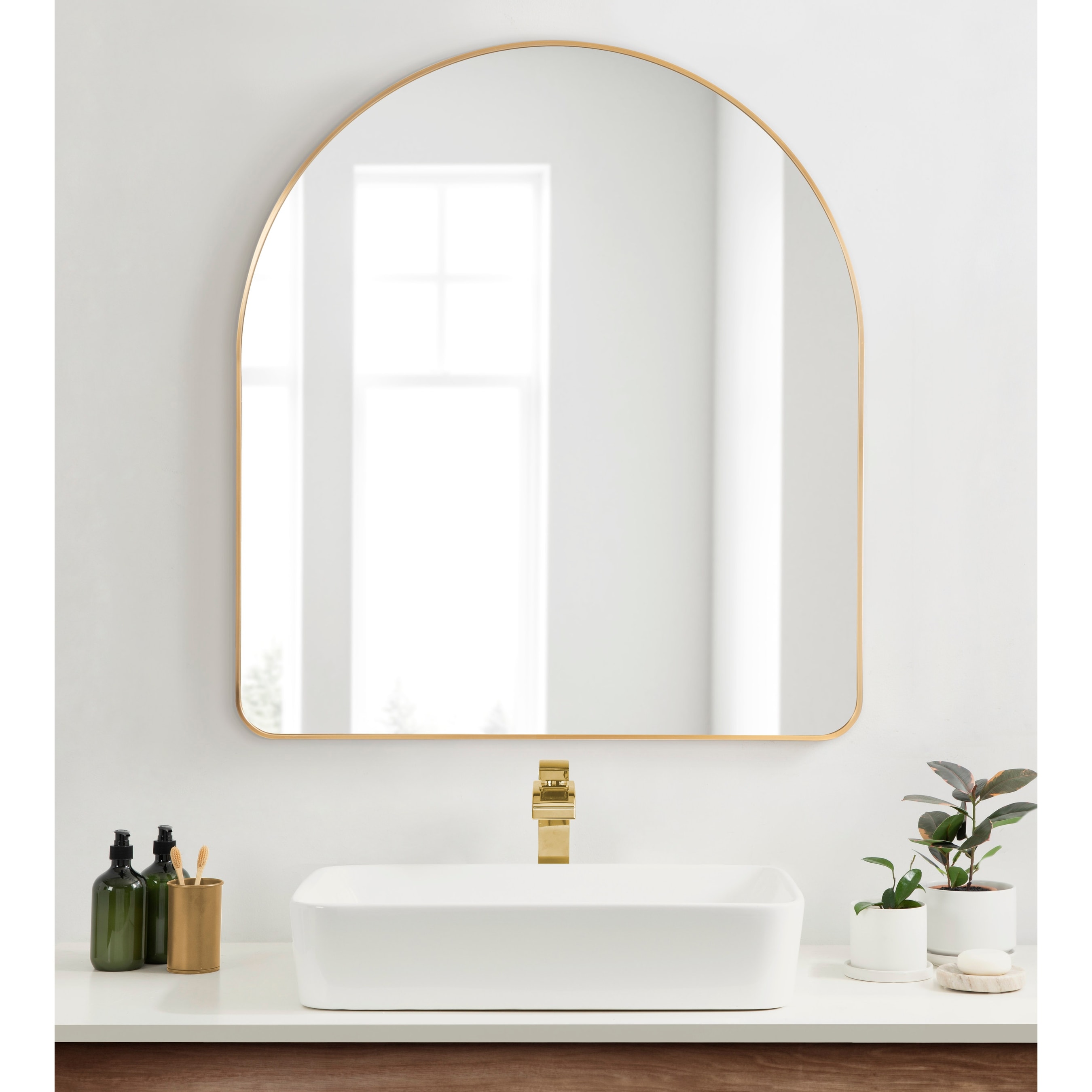 Arch Shaped Thin Metal Frame Modern Wall Vanity Accent Mirror - Bed ...