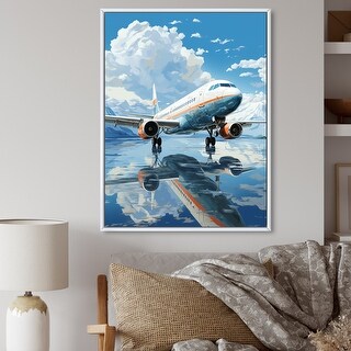 Designart "Airoplane Reflection On Mountain Lake" Plane Framed Wall Art ...