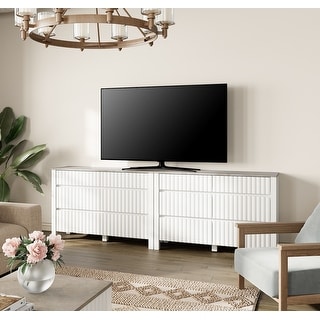 WAMPAT White TV Stand for TVs with Storage Drawers, Entertainment ...