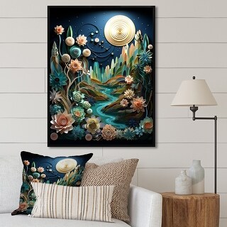 Designart "Cactus Teal Twilight I" Cactus Framed Wall Art Prints - Bed ...
