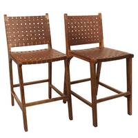 Soho Mid-century Modern Leather Weave Bar Stool (26-inch/ 30-inch ...