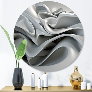 Designart "Grey Infinite Ripples" Modern Waves Metal Round Wall Art ...