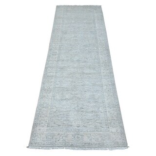 Shahbanu Rugs Goose Gray Denser Weave Hand Knotted Pure Wool Fine ...