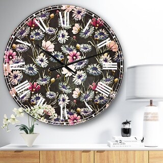 Designart 'Multi Color Corn Flowers' Floral Large Wall CLock - Bed Bath ...