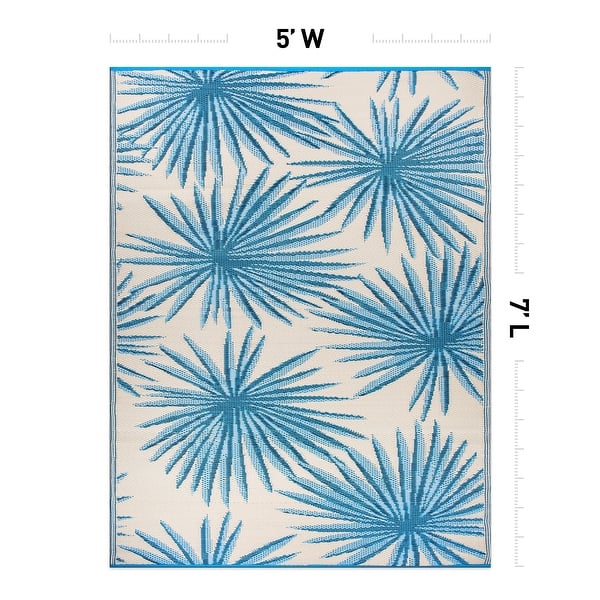 World Rug Gallery Floral Tropical Reversible Recycled Plastic Outdoor ...
