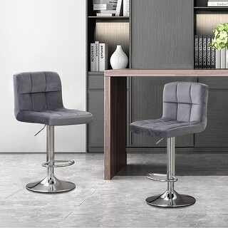 Luxe Velvet Swivel Bar Stools Set of 2 with Ergonomic Square Back and ...