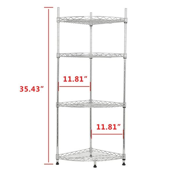 4-Shelf Corner Wire Shelf Rack Adjustable Metal Corner Storage Rack ...