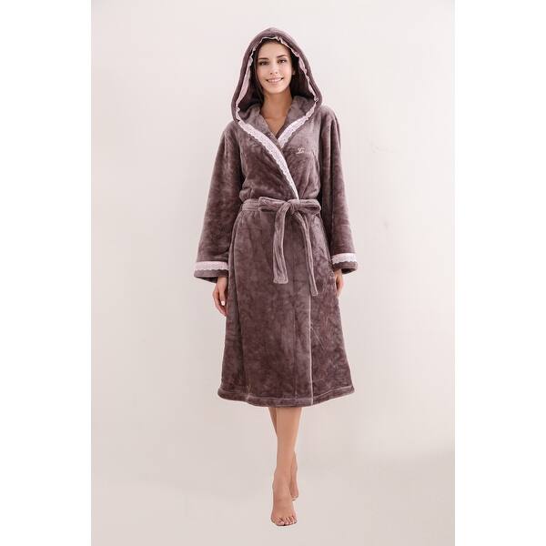 Richie House Women's Soft and Warm White Fleece Robe Bathrobe - Bed ...