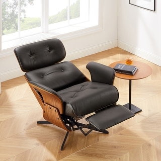 Art Leon Mid-century Modern Genuine Leather Lounge Chair Recliner - Bed ...