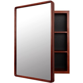 Wood Framed Medicine Cabinet Organizer with Mirror Surface Mounting or ...