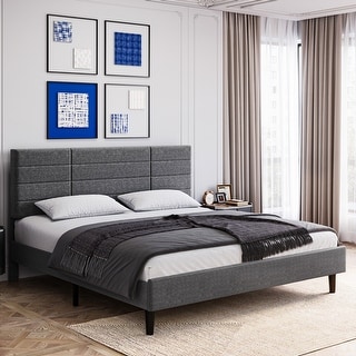 King Size Bed Frame with Upholstered Headboard, Strong Frame - Bed Bath ...