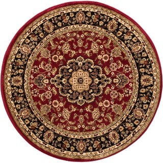 Well Woven Dallas Transitional Border Red Round Area Rug - 5'3 - On ...