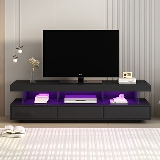 Modern LED TV Stand with Shelves and Storage Drawers - Bed Bath ...