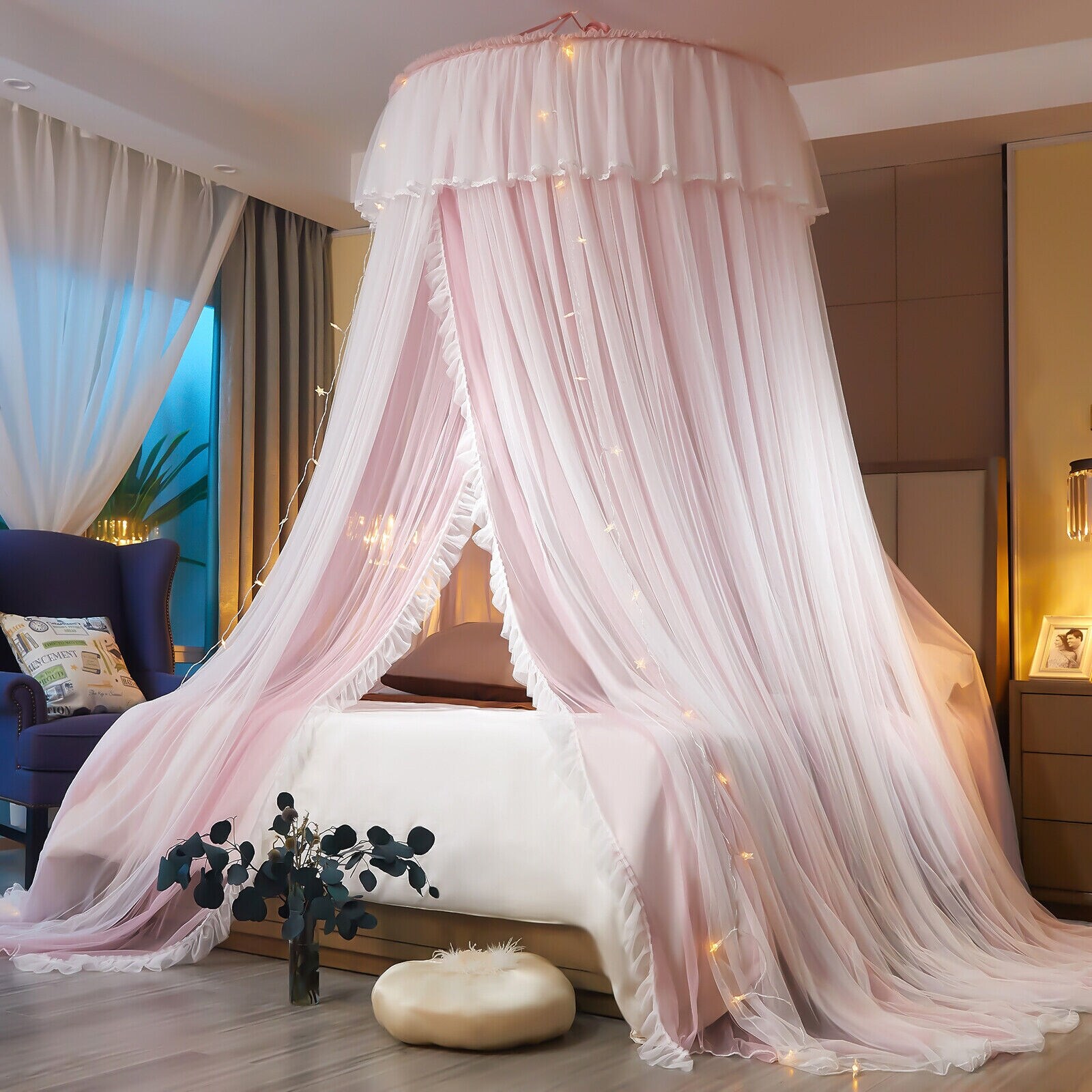 Pink canopy with lights store