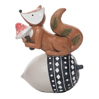 Transpac Resin 6 in. Multicolored Harvest Fall Fox Decor - Brown, White ...
