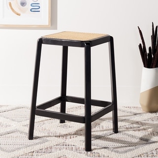 SAFAVIEH Silus Backless Cane Counter Stool - 17" W x 17" D x 25" H ...
