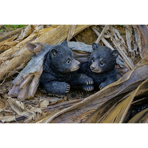 Black Bear Cubs Hiding Under Log Statue - On Sale - Bed Bath & Beyond ...