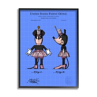 Stupell Girl Mouse Toy Blueprint Framed Giclee Art, Design by Karl ...