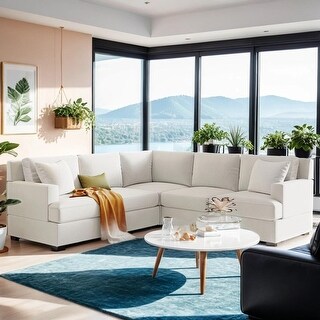 Stylish & Simple Sectional Modular Sofa with 2 Tossing Cushions and ...