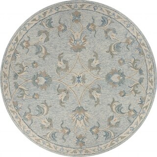 5' Round Blue and Cream Filigree Area Rug - 3'6" - Bed Bath & Beyond ...