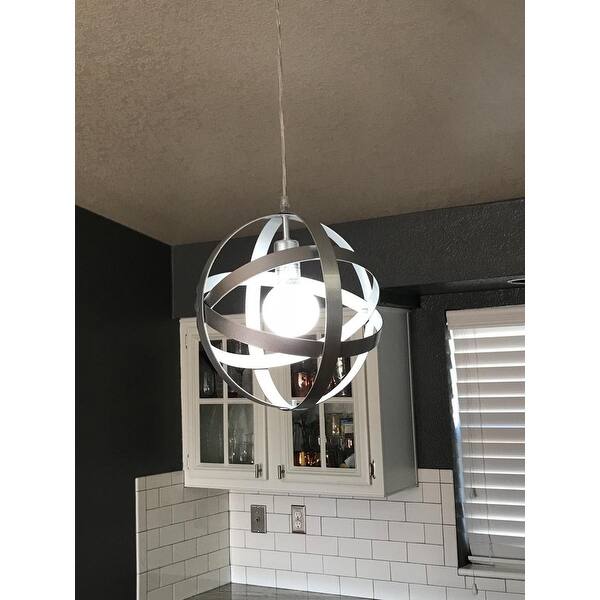 Vintage industrial spherical pendant light fixture with grey and silver ...