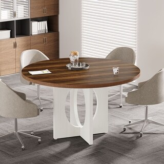 47.24 Inches Round Conference Table, Small Meeting Table for 4 People ...