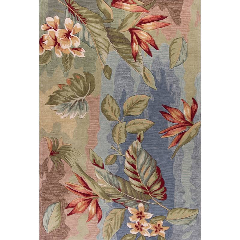 Domani Creations Blue / Sage Tropical Floral Rug - Overstock - 22839603