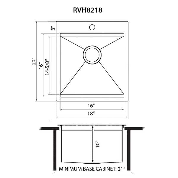Ruvati 18 x 20 inch RV Camper Van Workstation Drop-in Topmount Bar Prep ...