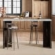 55" Long Bar Table Counter Height Pub with Faux Marble Tabletop for ...