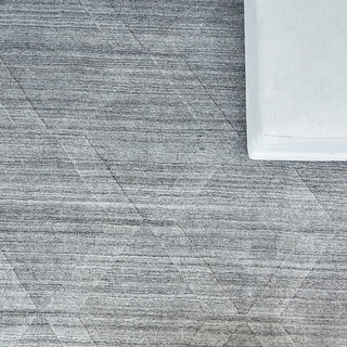 EXQUISITE RUGS Castelli Hand-loomed Bamboo Silk/Wool Grey Area Rug ...