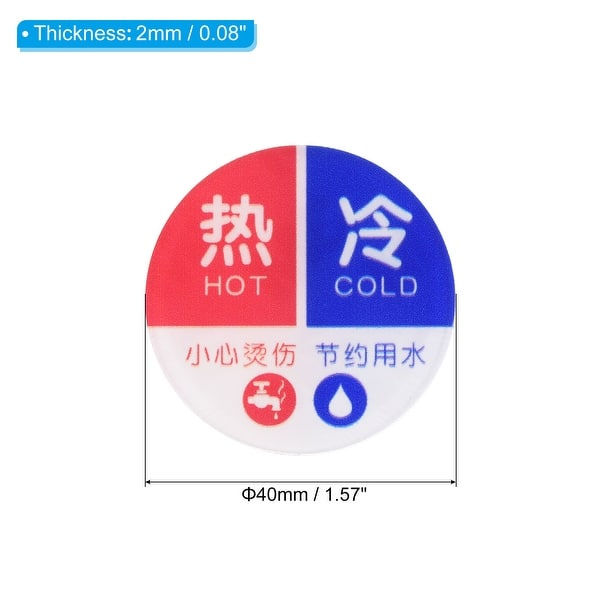 Hot/Cold Water Label 10 Pairs Acrylic Round Sign Stickers - Red/Blue ...