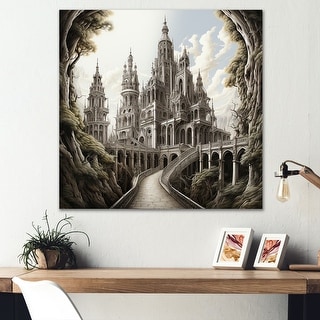 Designart "Enchanted Drawing Of Castle Towers I" Towers Wall Art - Bed ...