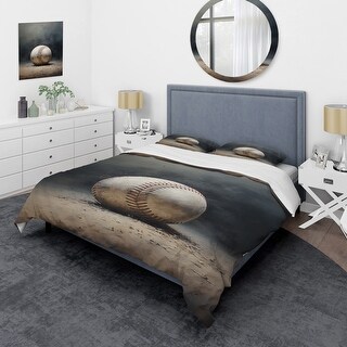 Designart "Baseball Subtle Strikeout" White Traditional - Bedding Set ...