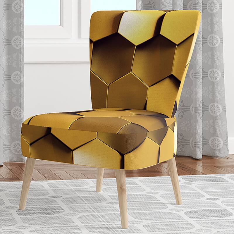 Designart "Golden Honeycomb" Upholstered Mid-Century Accent Chair - Arm ...