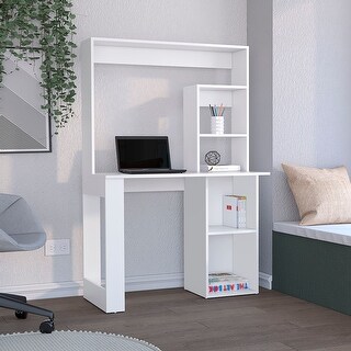 Compact Computer Desk with Hutch & Multiple Shelves - Bed Bath & Beyond ...