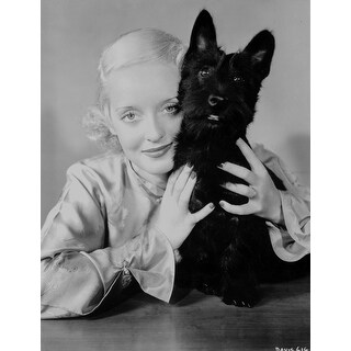 Bette Davis Portrait Holding a Black Cat in Silk Long Sleeve Shirt ...