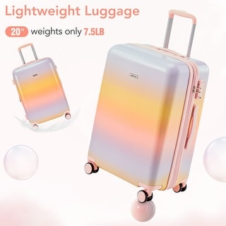 Purple Gradient Color 3 Piece Travel Set Lightweight Suitcase for Short ...