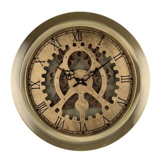A&B Home Ignacio Gold Classic Round Wall Clock - Bed Bath & Beyond ...