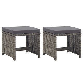 Patio Stools with Cushions 2 pcs Poly Rattan Anthracite - Bed Bath ...