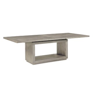 Jose 72-95 Inch Acacia Wood Dining Table, Open Plinth Base, Weathered ...