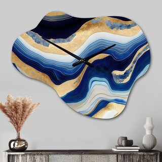 Designart - Vibrant Blue And Gold Flow Art IV - Abstract Transitional ...