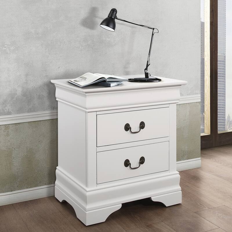 Modern Design 2-Drawer White Nightstand - Overstock - 36805745