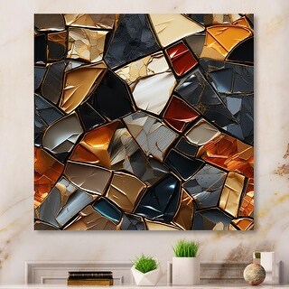 Designart "Cubic Mosaic Marble Tiles I" Abstract Tile Grey Wall Decor ...