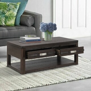 Joni 48 Inch Modern Cocktail Coffee Table, 2 Drawers, Curved Handles ...