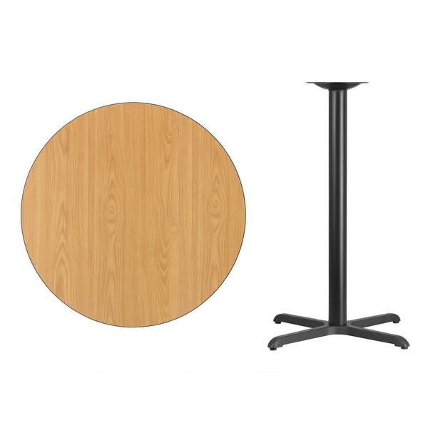 36'' Round Laminate Table Top with 30'' x 30'' Bar Height Table Base ...