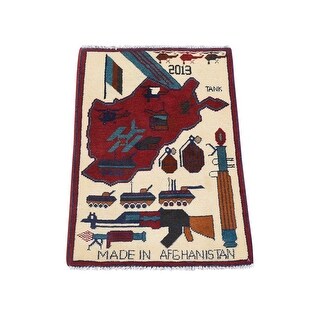 Shahbanu Rugs Ivory Collectible Afghan War Design Grenades Choppers ...