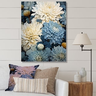 Designart "Blooming Mums In Beige And Blue II" Mums Wall Art - Bed Bath ...