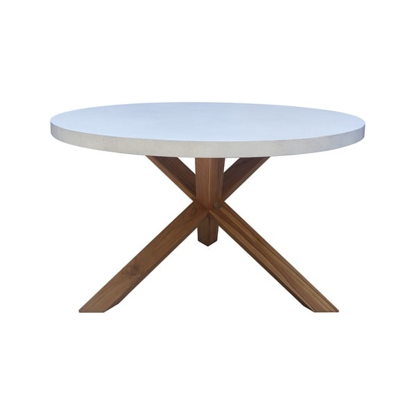 Outdoor Teak Patio Dining Table with Polystone Top - On Sale - Bed Bath ...