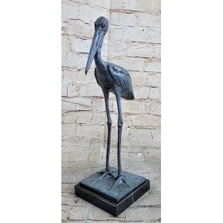 Hot Cast Bronze Metal Stork Sculpture Statue On Marble Base - Bed Bath ...